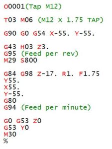 G84 Rigid Tapping Program Example - CNC Training Centre